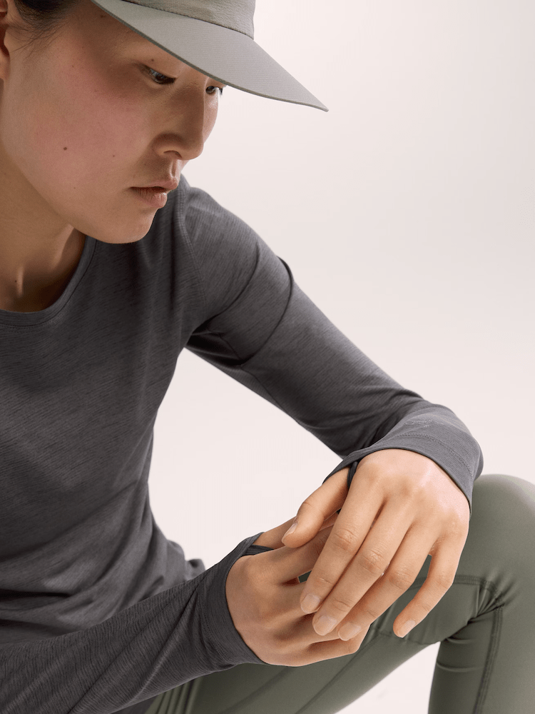 Taema Crew Neck Shirt LS Women's – Black Heather – Arc'teryx Australia